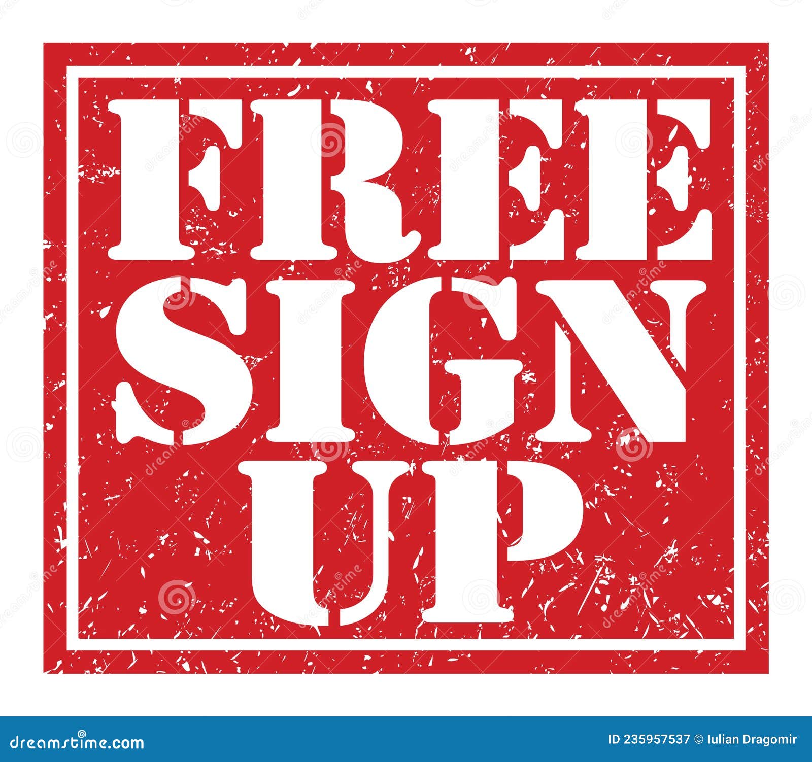 FREE SIGN UP, Text Written on Red Stamp Sign Stock Illustration ...