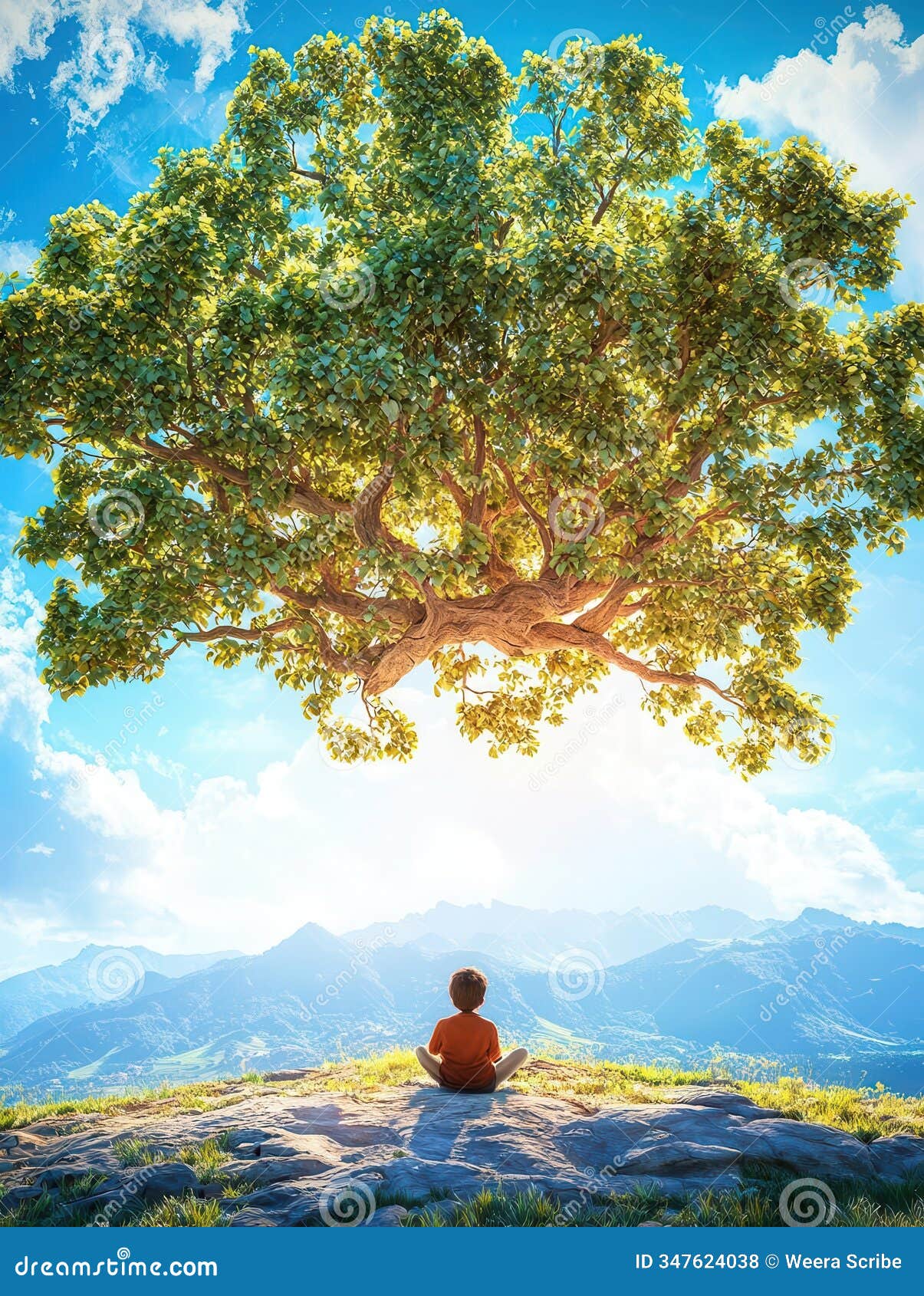 Free Spirit Journaling Under a Giant Tree, Rustic and Tranquil Forest ...