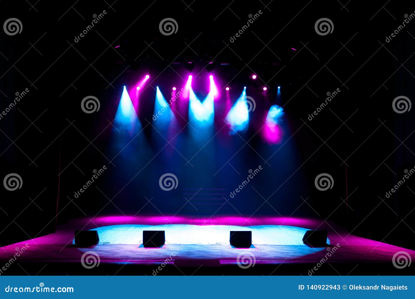 Free Stage with Lights, Lighting Devices, Colored Spotlights. Stock ...