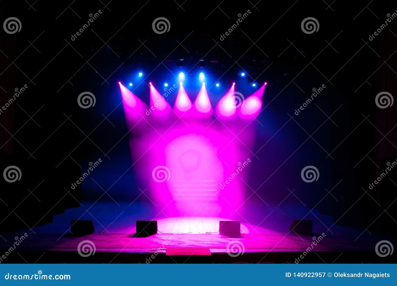 Free Stage with Lights, Lighting Devices, Colored Spotlights. Stock ...