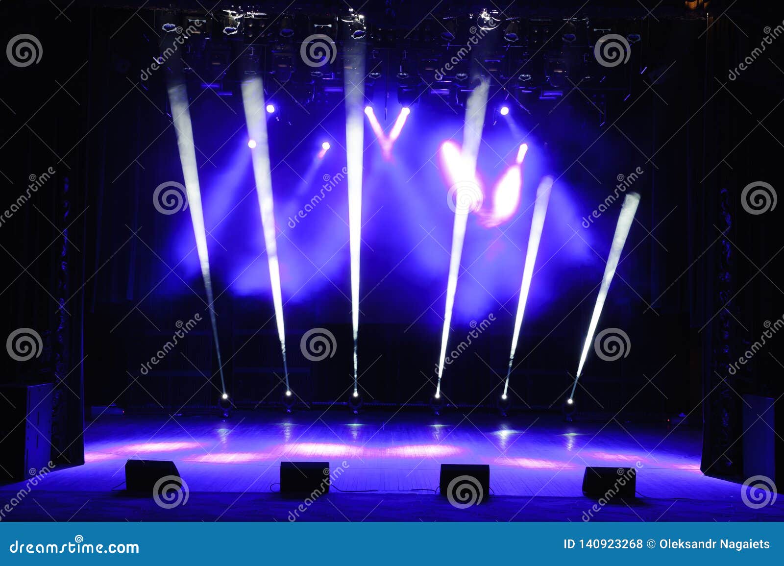 Free Stage with Lights, Lighting Devices, Colored Spotlights. Stock ...