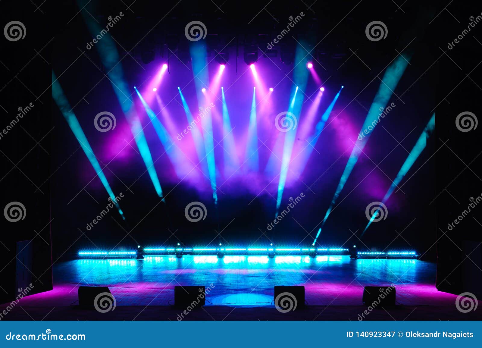 Free Stage with Lights, Lighting Devices, Colored Spotlights. Stock ...