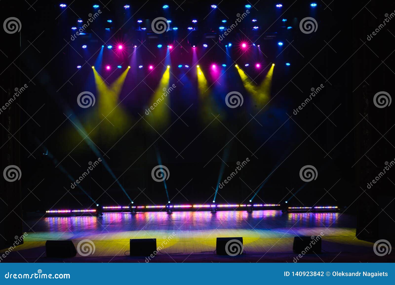 Free Stage with Lights, Lighting Devices, Colored Spotlights. Stock ...