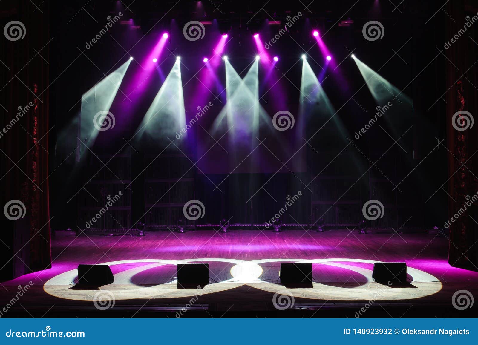 Free Stage with Lights, Lighting Devices, Colored Spotlights. Stock ...