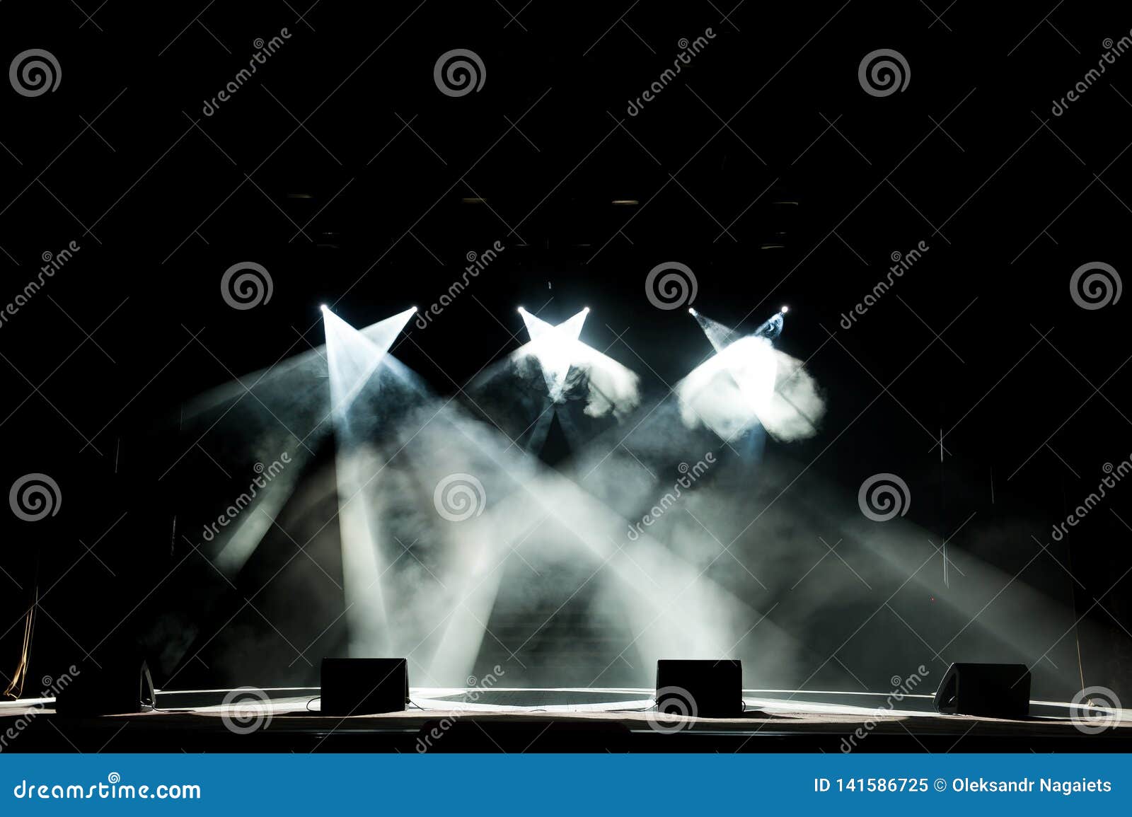 Free Stage with Lights, Lighting Devices. Night Show. Stock Image ...