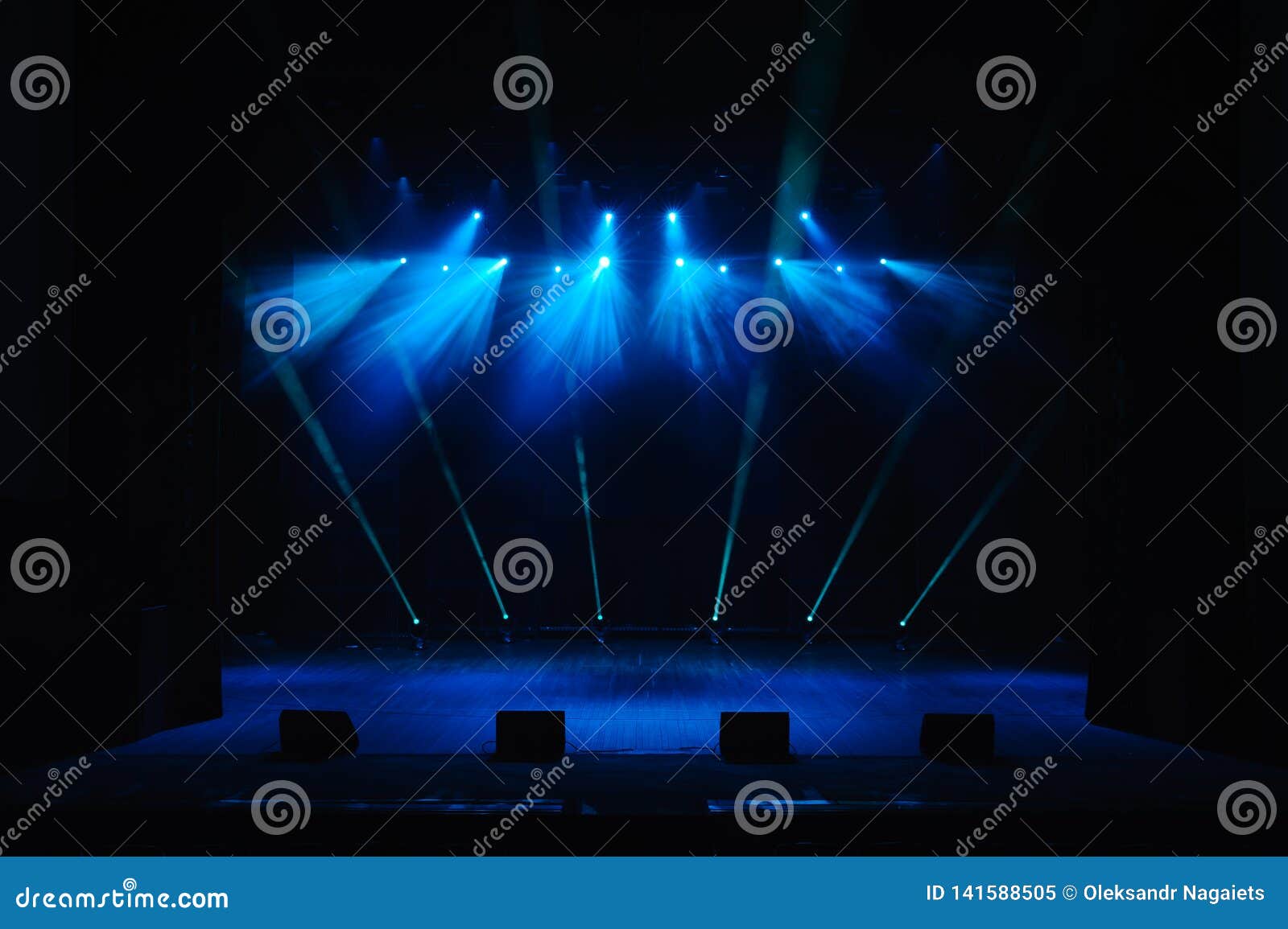 Free Stage with Lights, Lighting Devices. Night Show. Stock Image ...