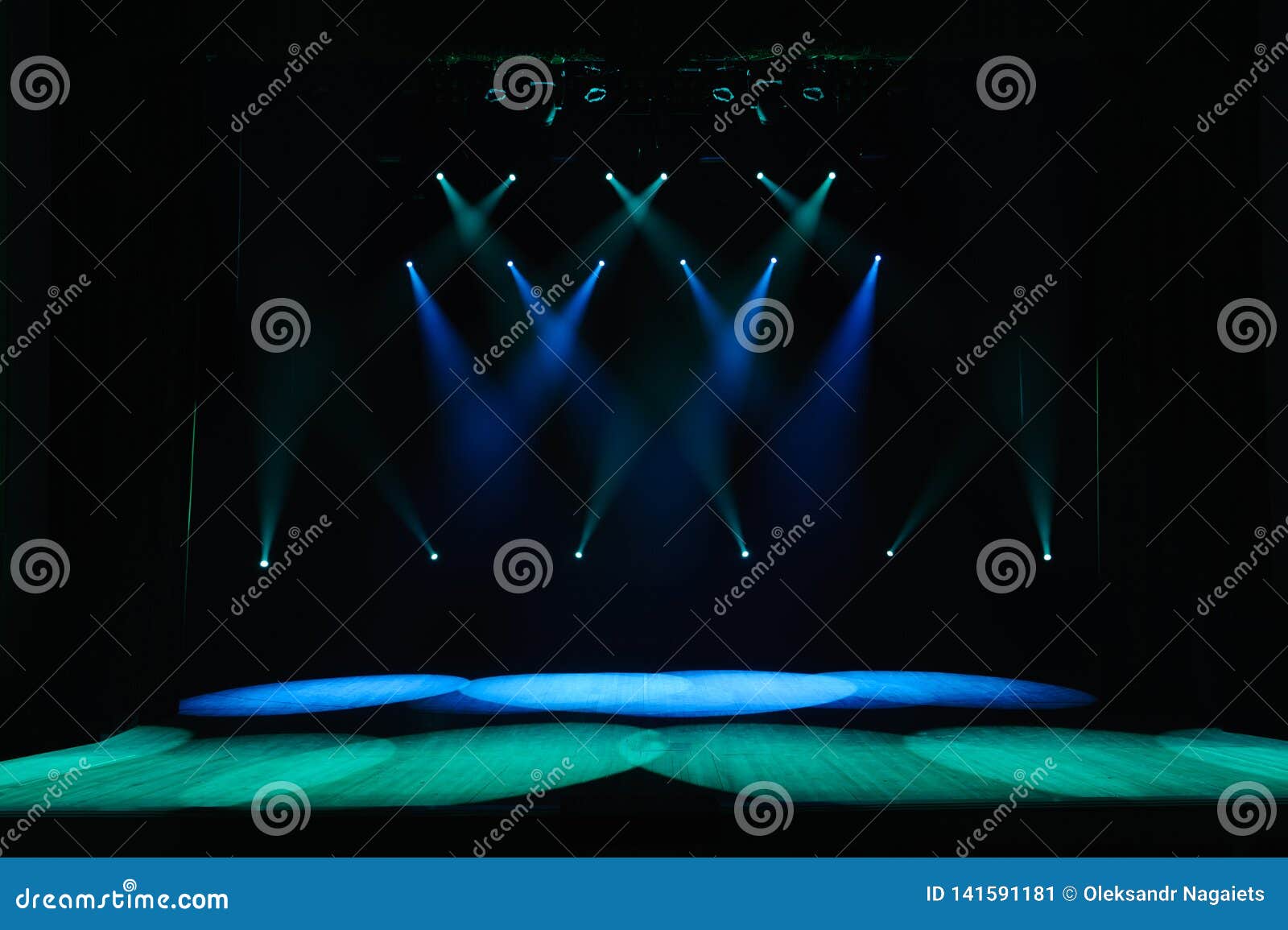 Free Stage with Lights, Lighting Devices. Night Show. Stock Image ...