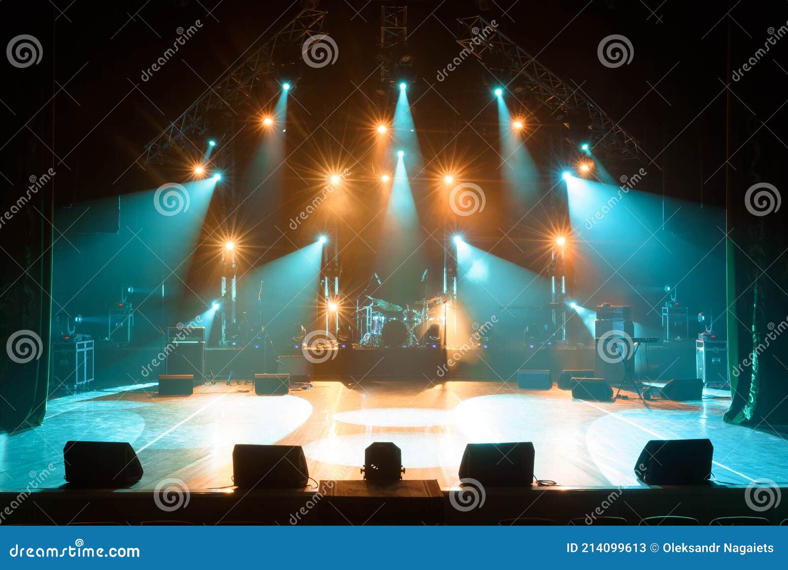 Free Stage with Lights, Lighting Devices. on a Free Srage. Stock Image ...