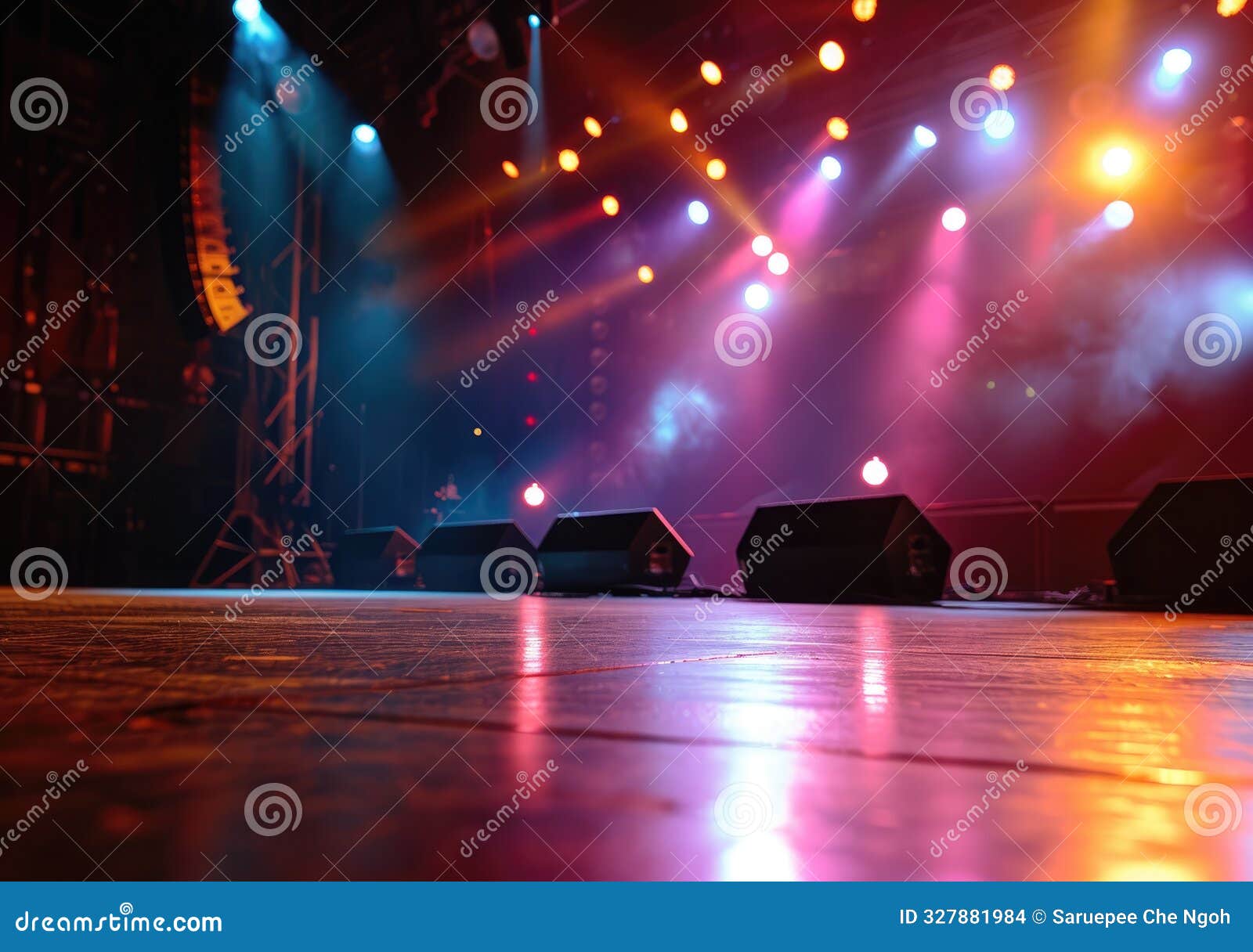 Free Stage with Lights Free Scene with Multi Colored Lighting Equipment ...
