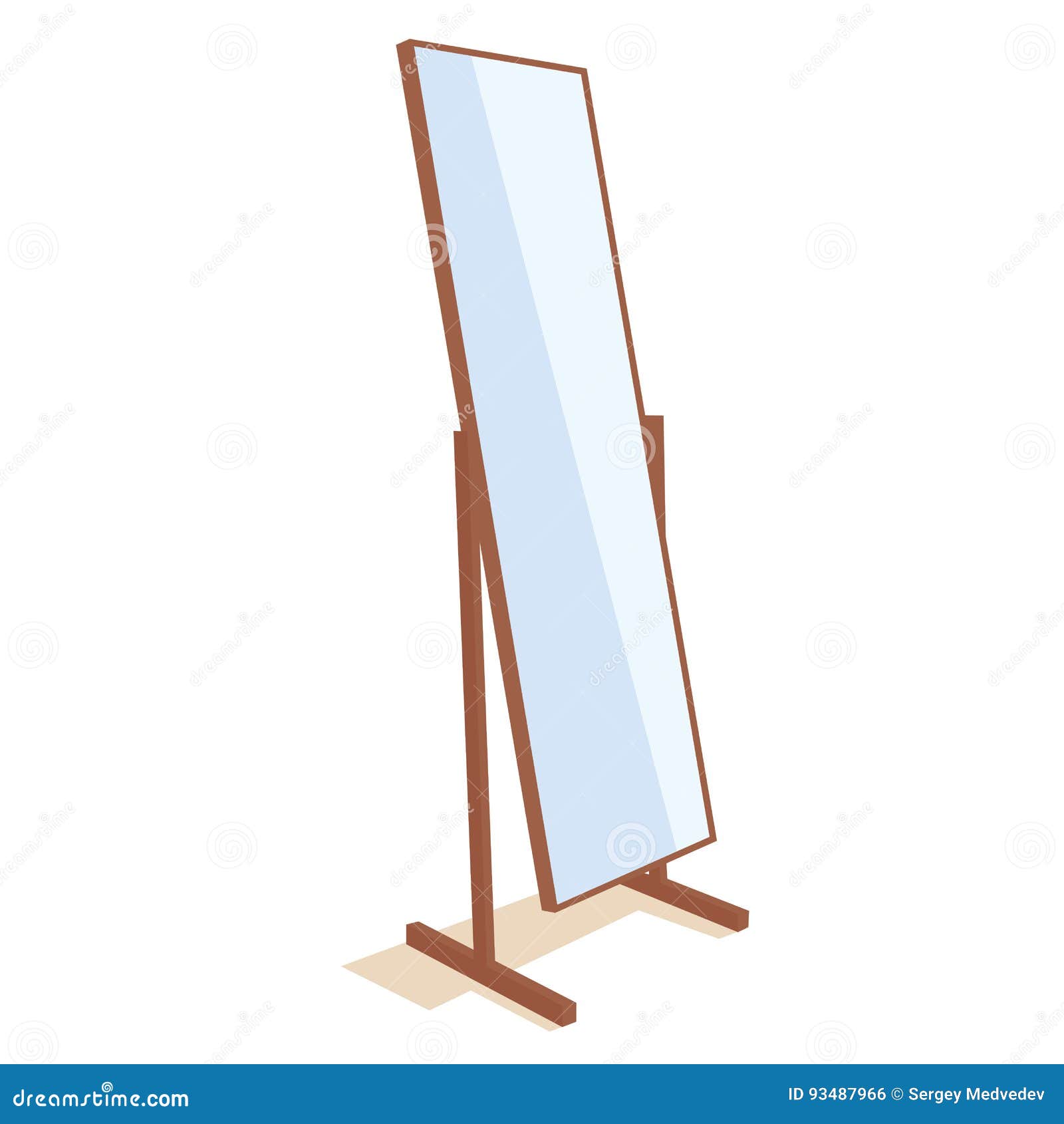 Free Standing Mirror Isolated On White Background Vector Illustration ...