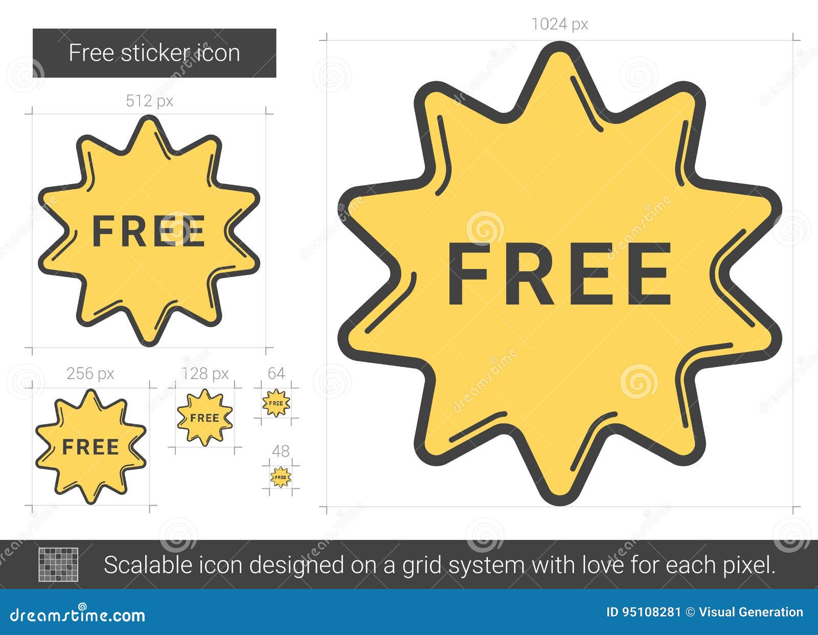 Free sticker line icon. stock vector. Illustration of drawing - 95108281