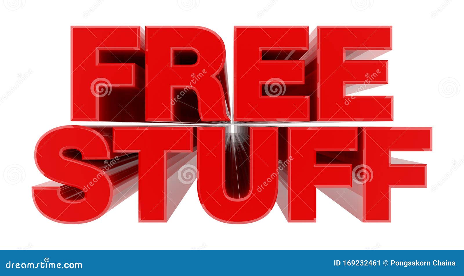 FREE STUFF Red Word on White Background Illustration 3D Rendering Stock ...