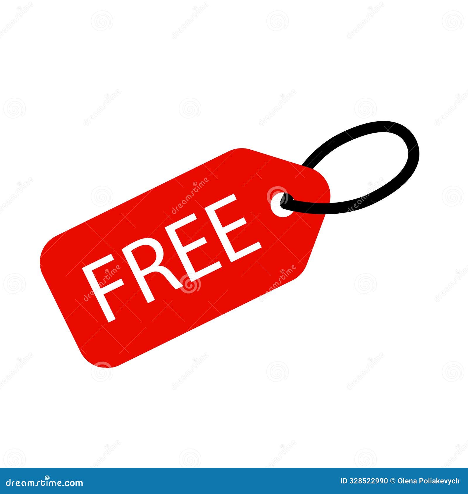 Free Tag Icon. Red Price Label. Discount Vector Symbol. Black Loop ...