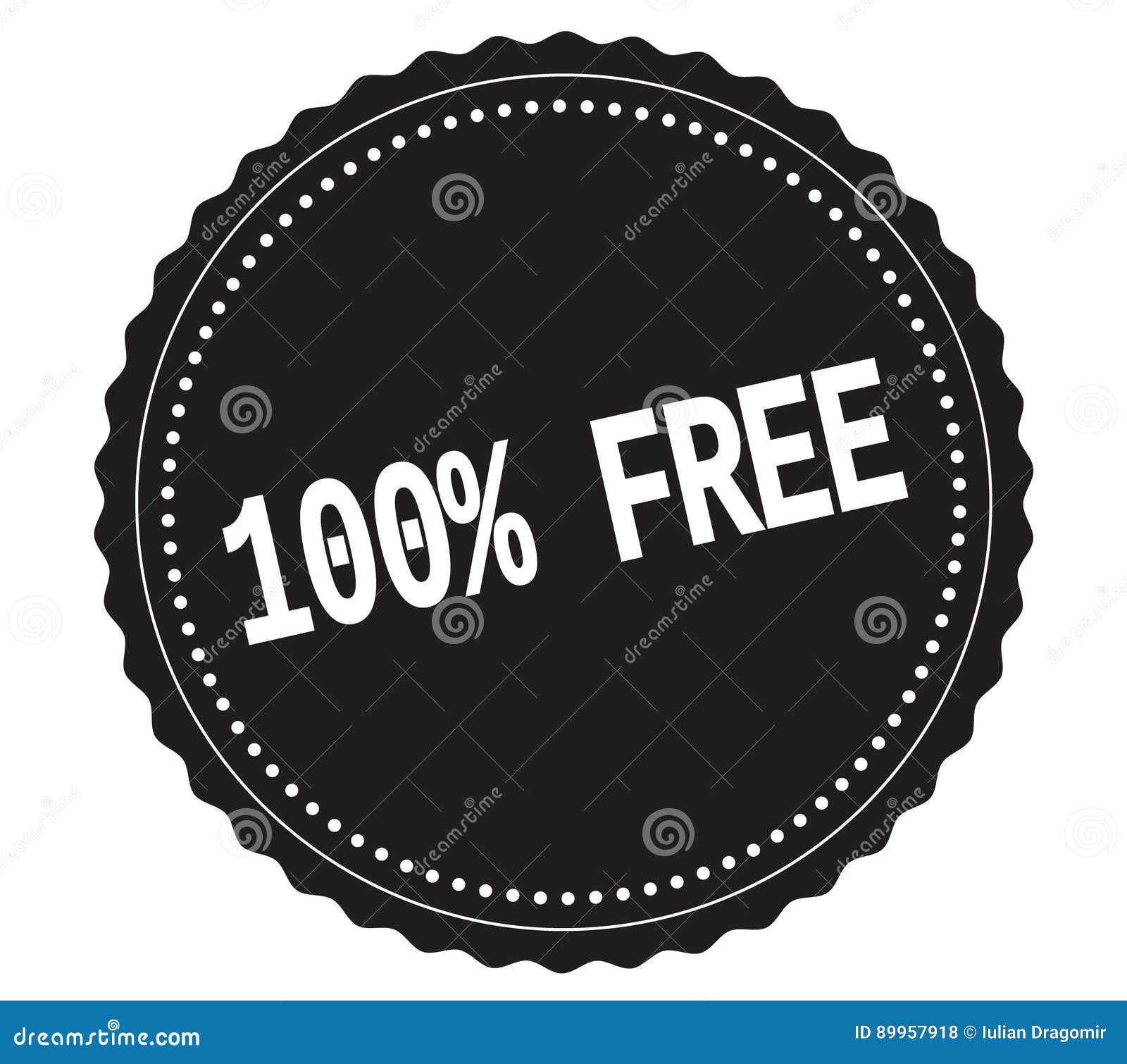 100 -FREE Text, on Black Sticker Stamp. Stock Illustration ...