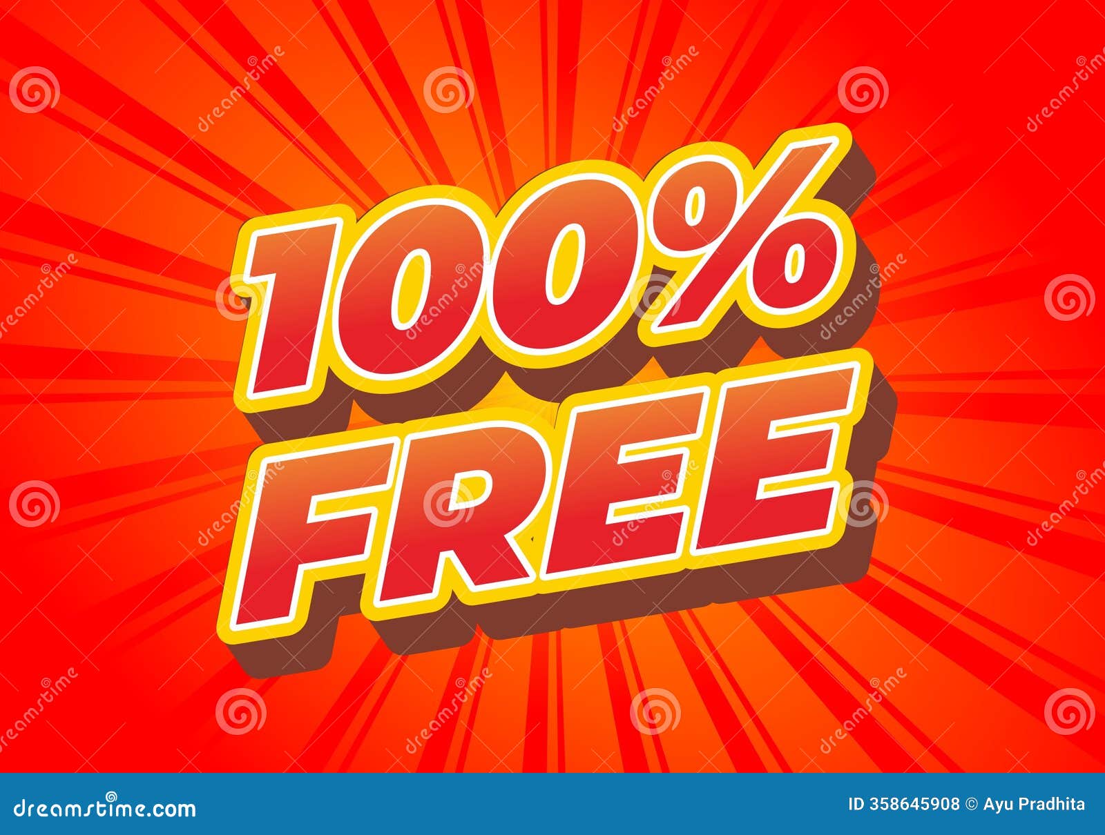 100 Free. Text Effect in Bold Font for Promotion Ads Stock Vector ...