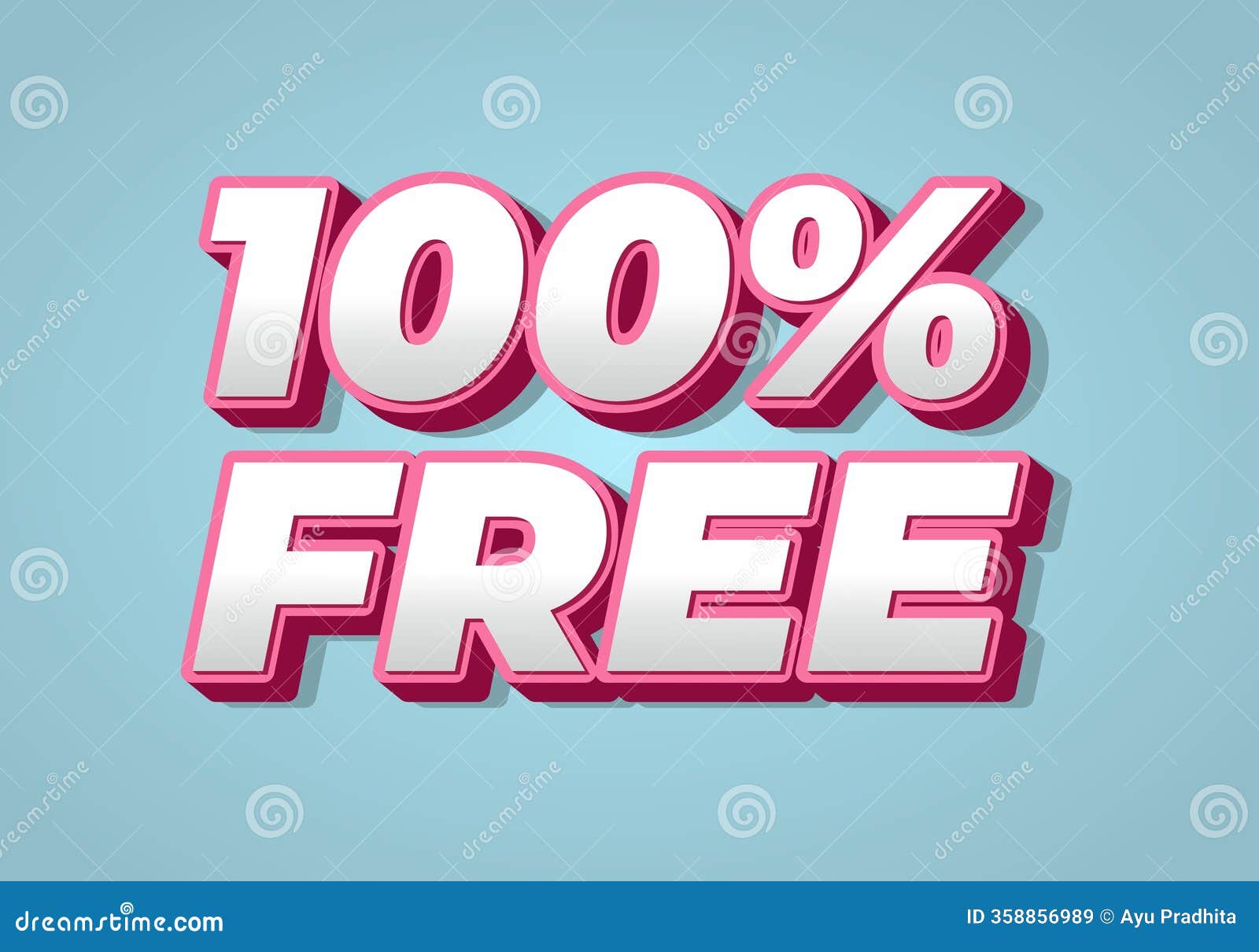 100 Free. Text Effect in Bold Font for Promotion Ads Stock Vector ...