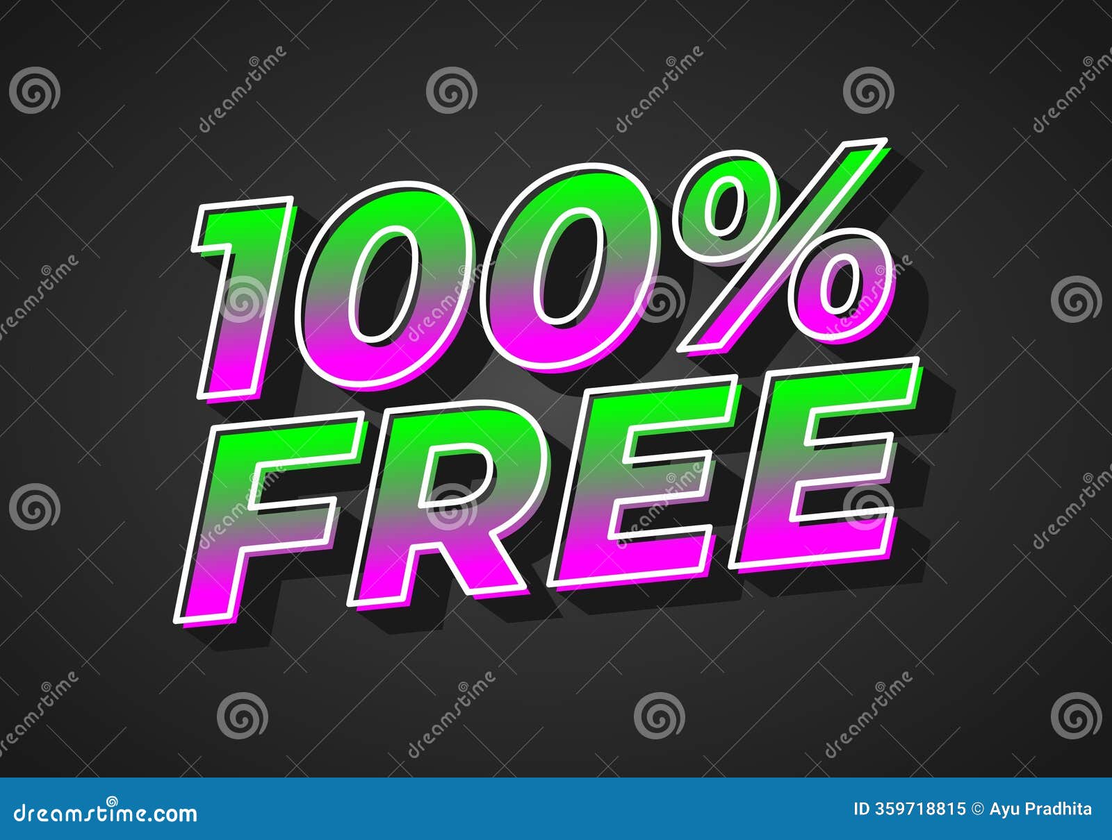 100 Free. Text Effect in Bold Font for Promotion Ads Stock Vector ...
