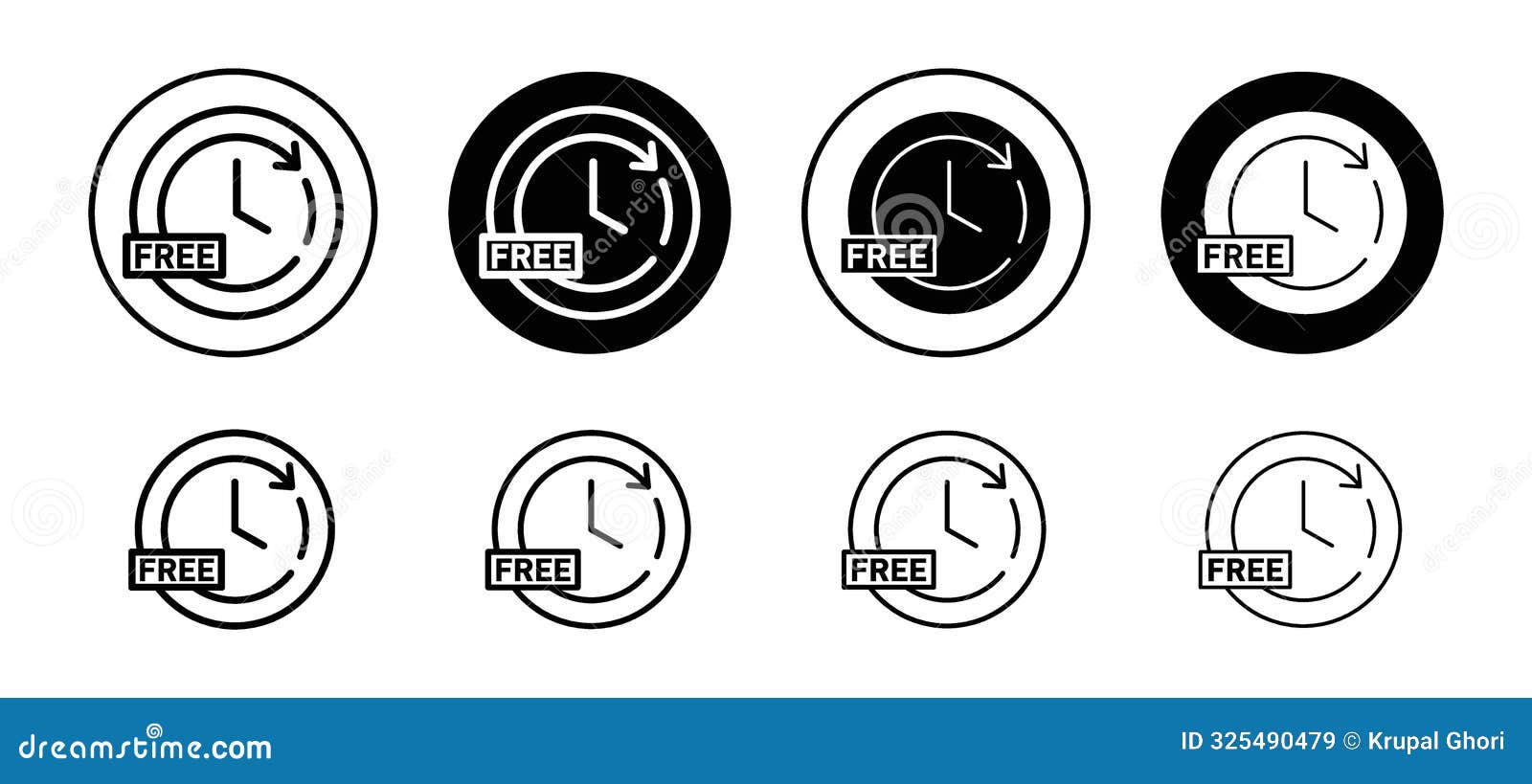 Free Time Vector Icon Set Collection. Free Time Outline Flat Icon Stock ...