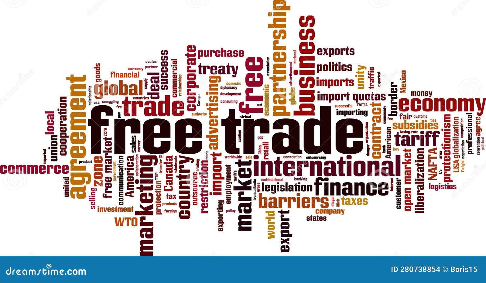 Free trade word cloud stock vector. Illustration of agreement - 280738854