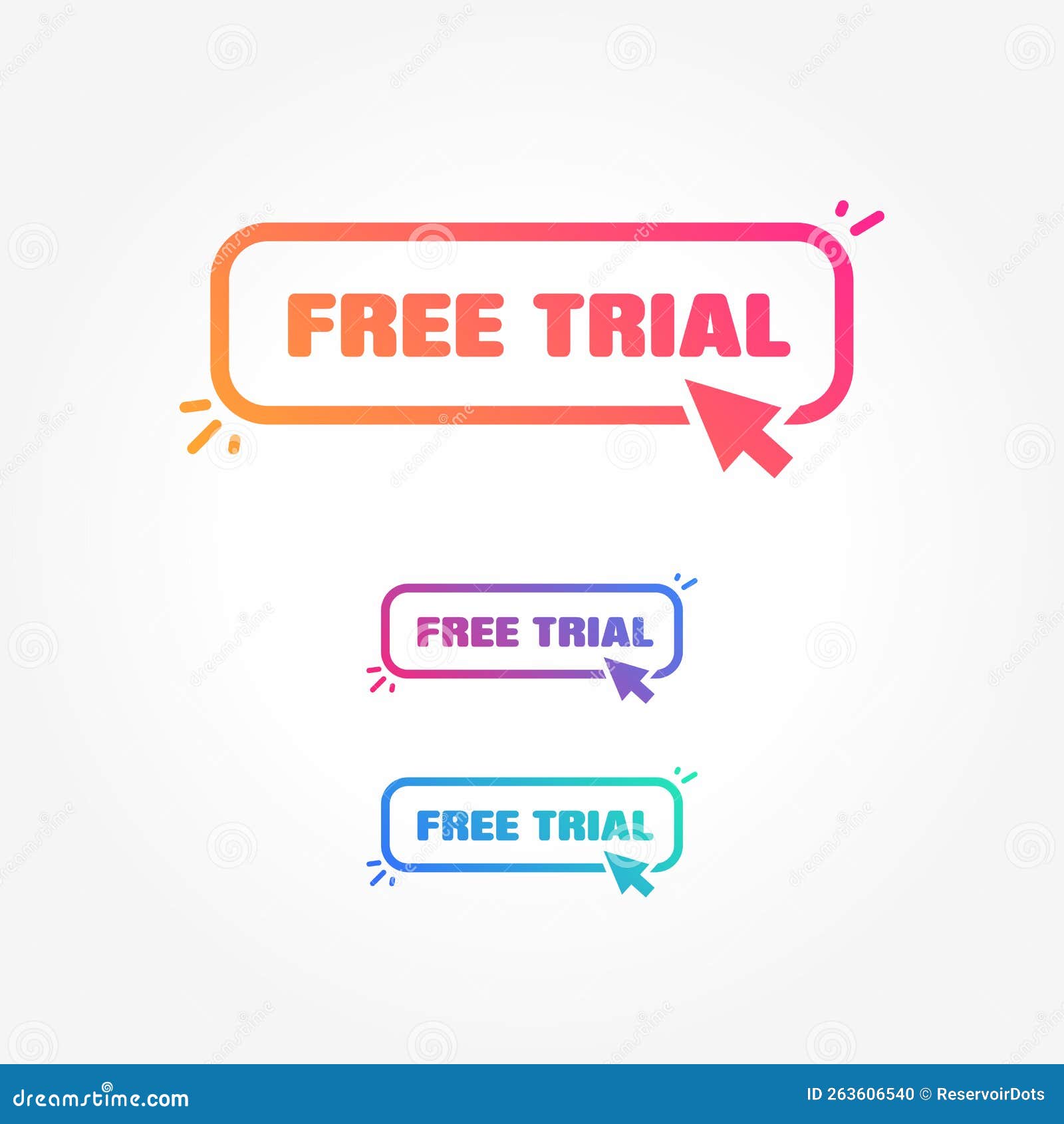 Free Trial Button with Cursor Label Set Stock Illustration ...