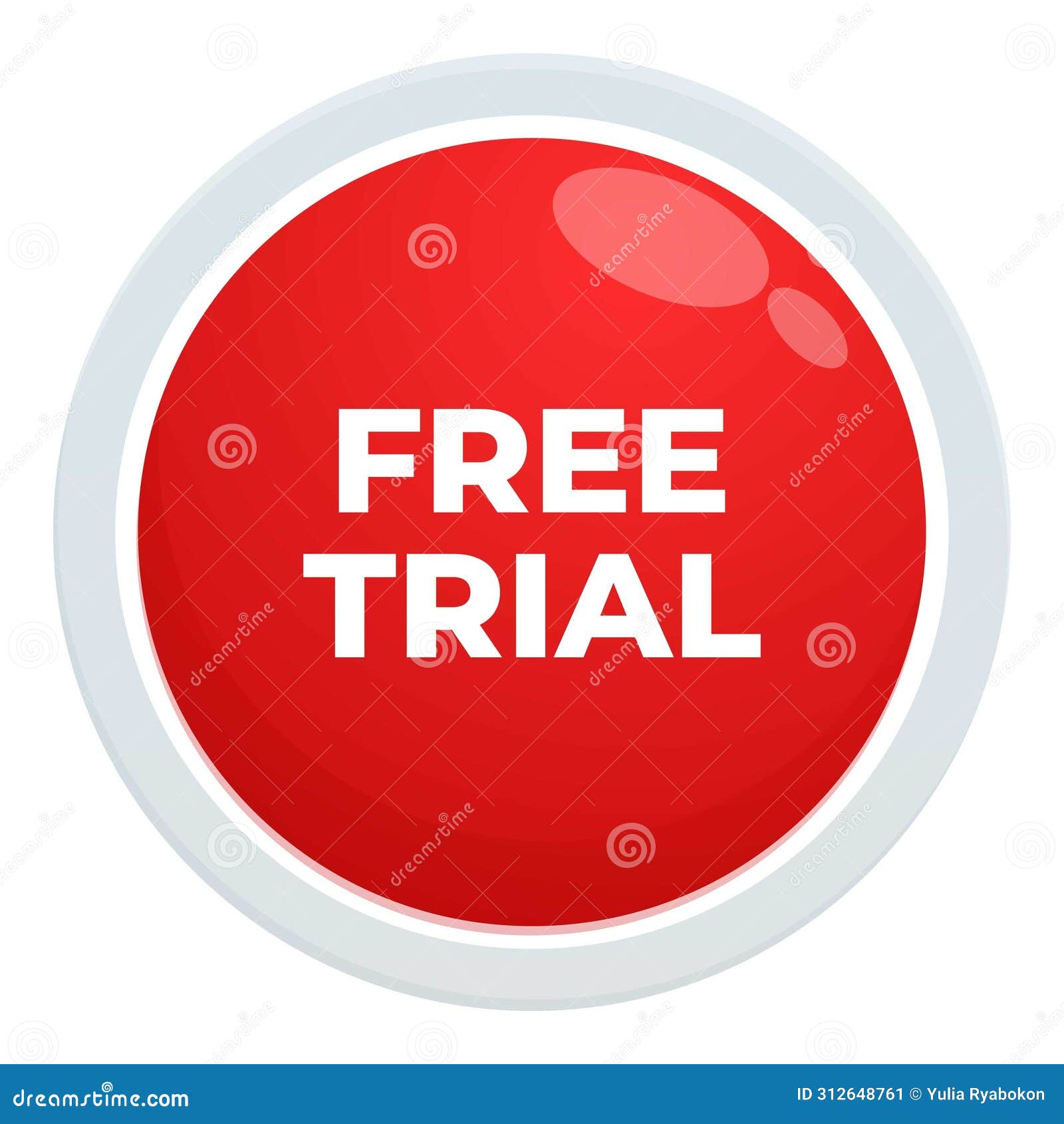 Free Trial Red Button Icon Cartoon Vector. Label Tag Sticker Stock ...