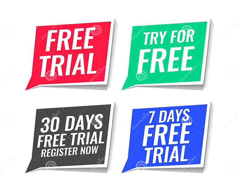 Free Trial Stickers Pack of Four Stock Vector - Illustration of week ...