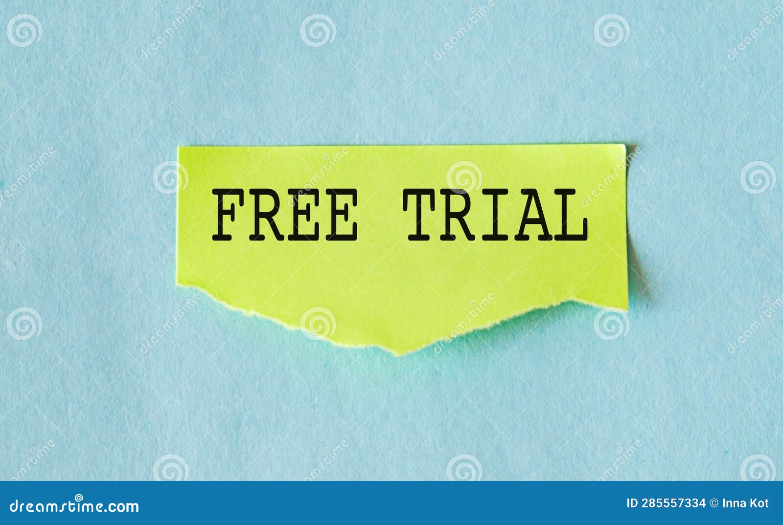 Free Trial Text on Yellow Stickers Attached on Blue Background Stock ...