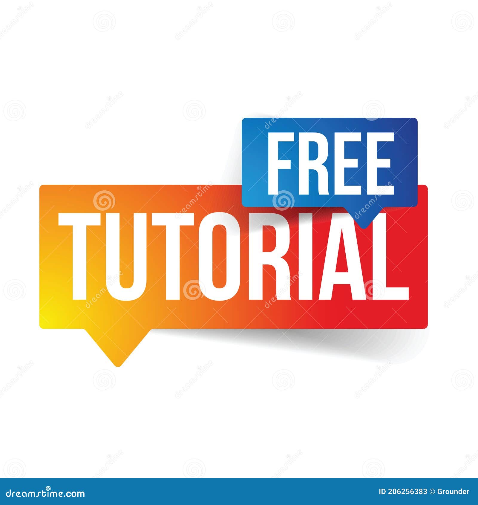 Free Tutorial Sign Label Speech Bubble Stock Vector - Illustration of ...