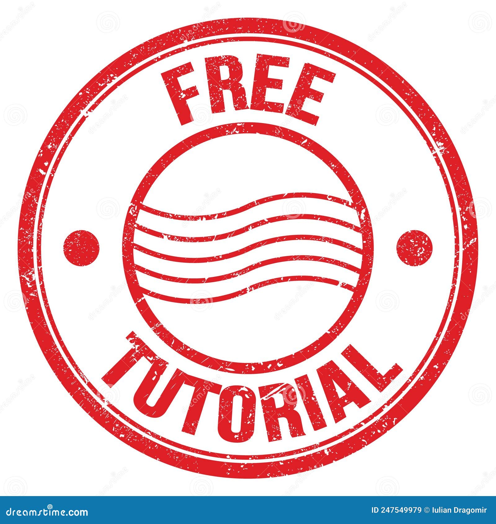 FREE TUTORIAL Text on Red Round Postal Stamp Sign Stock Illustration ...