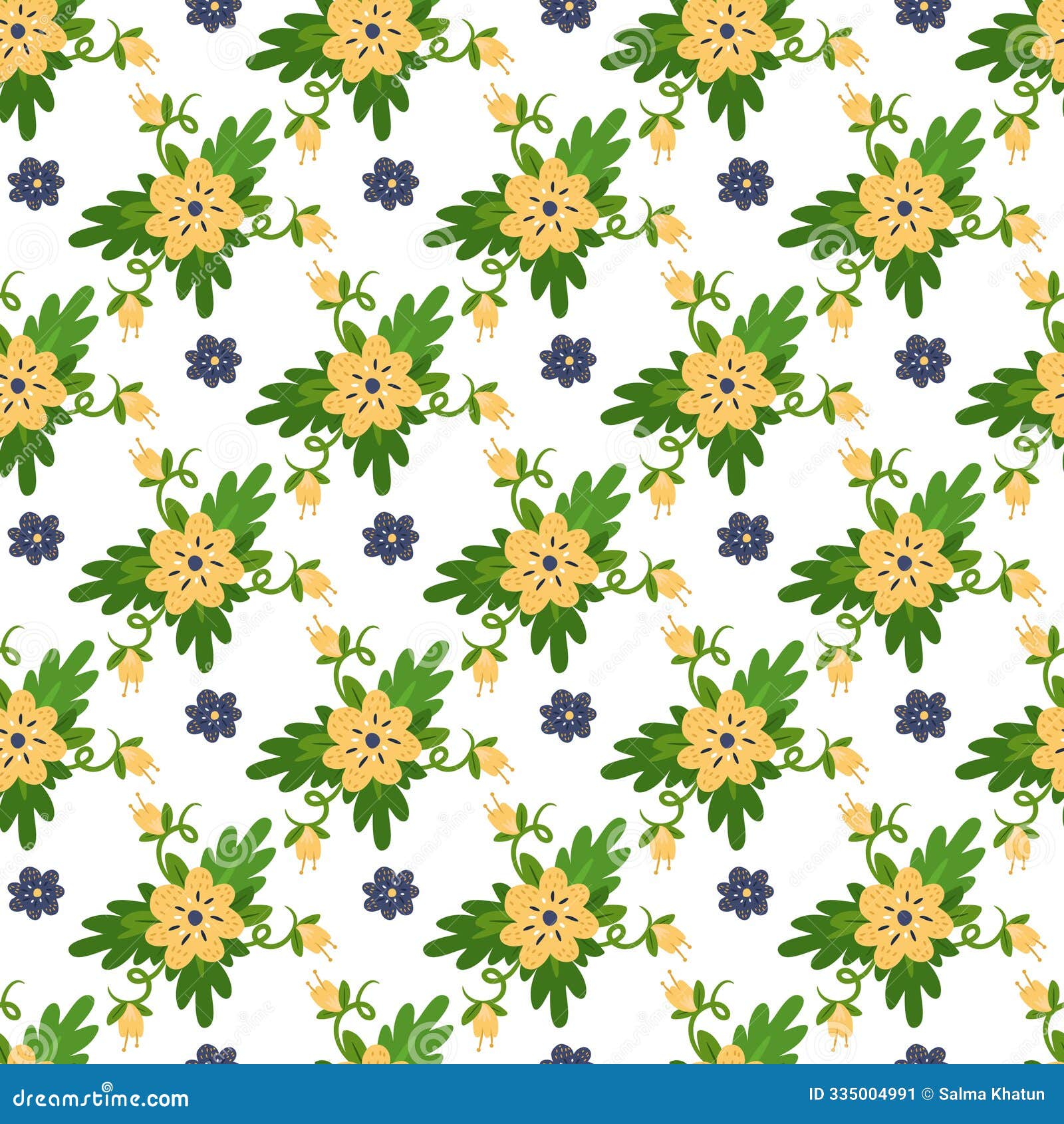 Free Vector Color Hand Drawn Small Flowers Pattern Stock Illustration ...