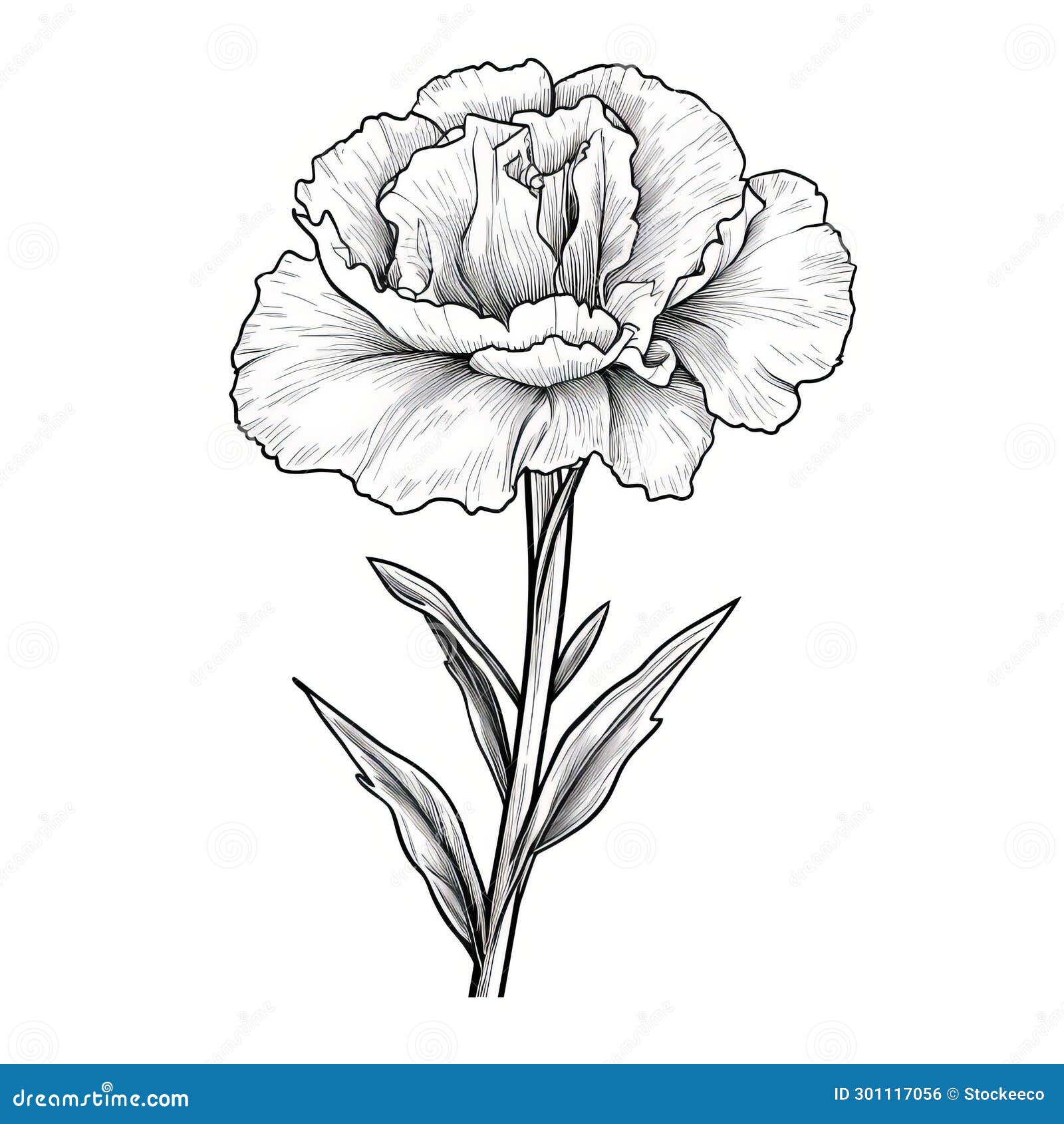 Free Vector Illustration Of Carnation Flower In Engraved Line-work ...