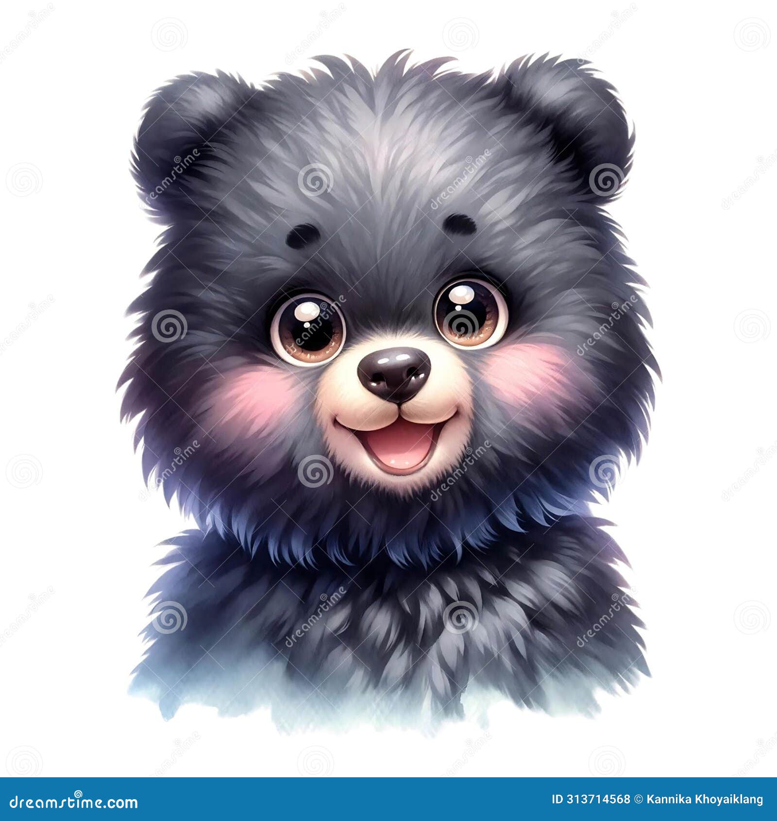 Watercolor Happy Cute Black Bear - 17 Stock Photo - Image of fauna ...