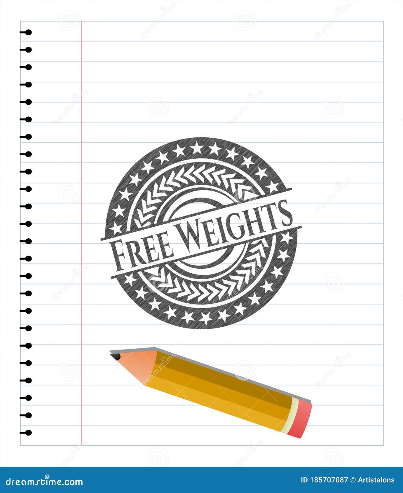 Free Weights Emblem Draw with Pencil Effect. Vector Illustration ...