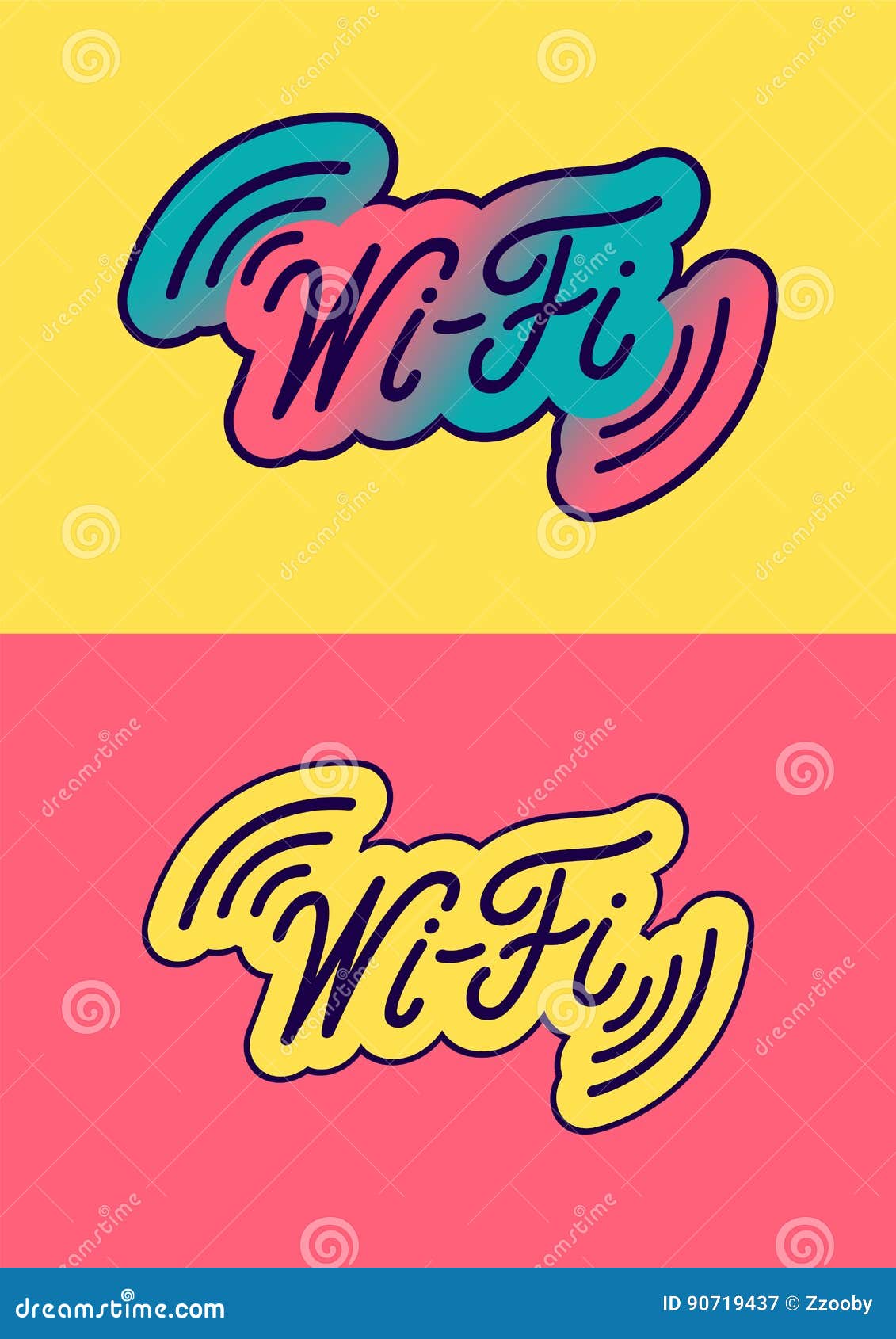 Free Wi-Fi Calligraphic Vintage Design. Vector Illustration. Stock ...