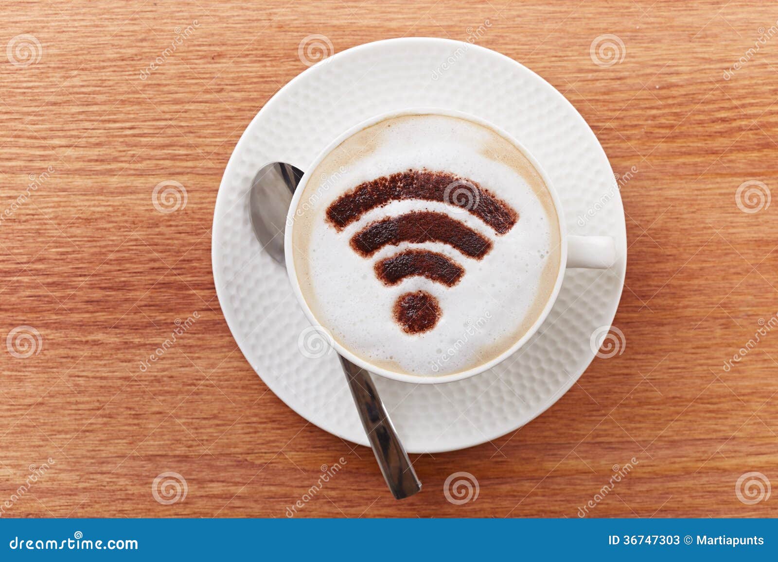 Free Wifi Area Sign on a Latte Coffee Stock Image - Image of sign ...