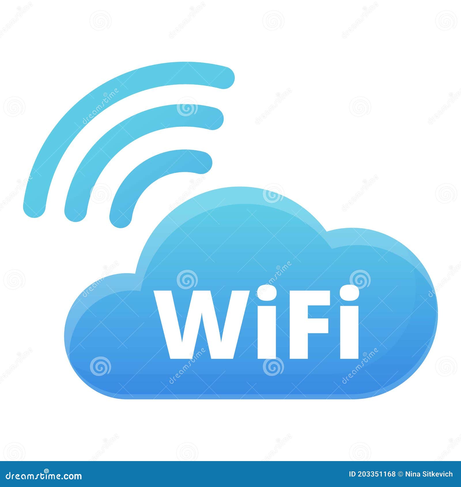Free Wifi Cloud Icon, Cartoon Style Stock Vector - Illustration of mark ...