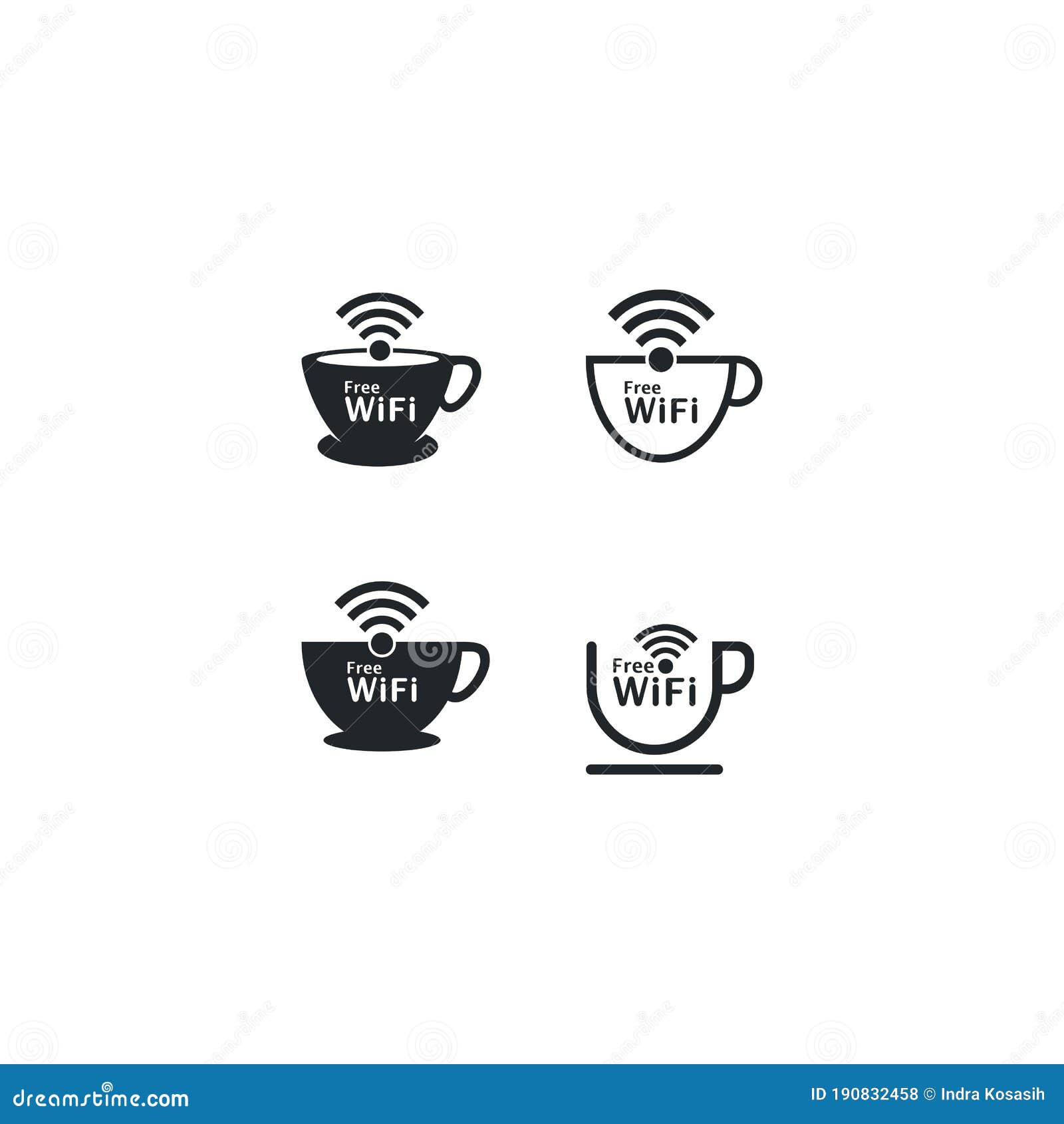 Free Wifi with Coffee Cup Logo Icon Vector Stock Vector - Illustration ...