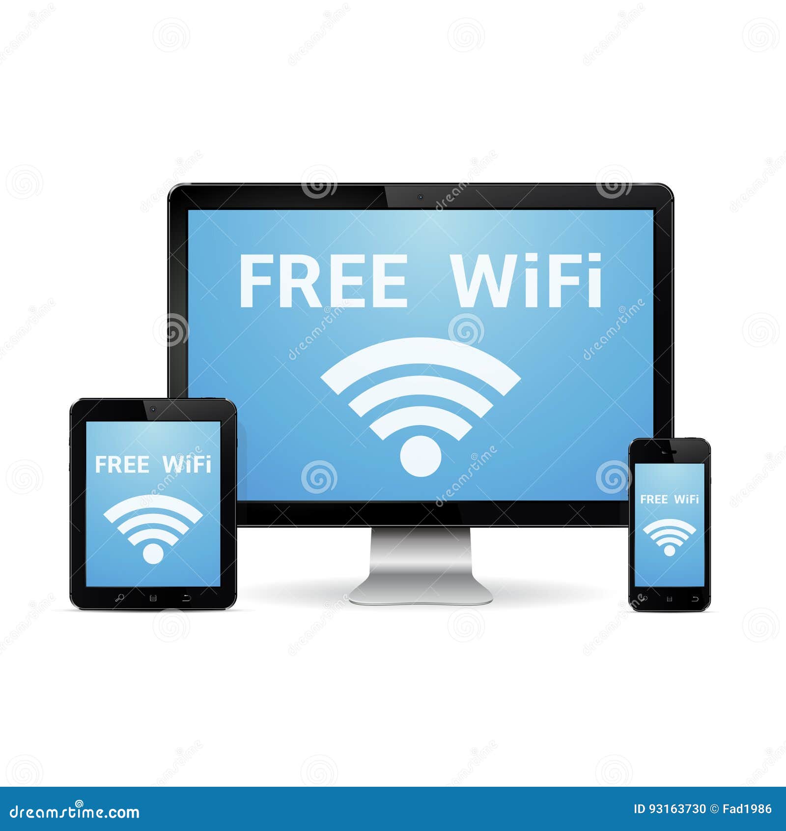Free Wifi Concept. Wireless Technology Devices with Wifi Internet ...