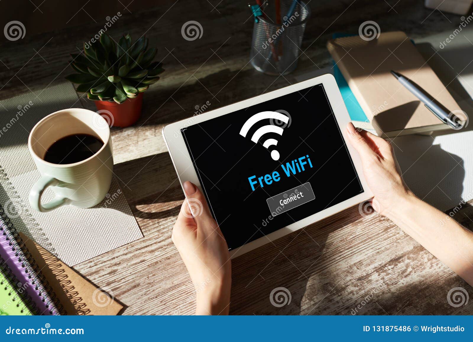Free Wifi Connection on Device Screen. Internet and Wireless Technology ...