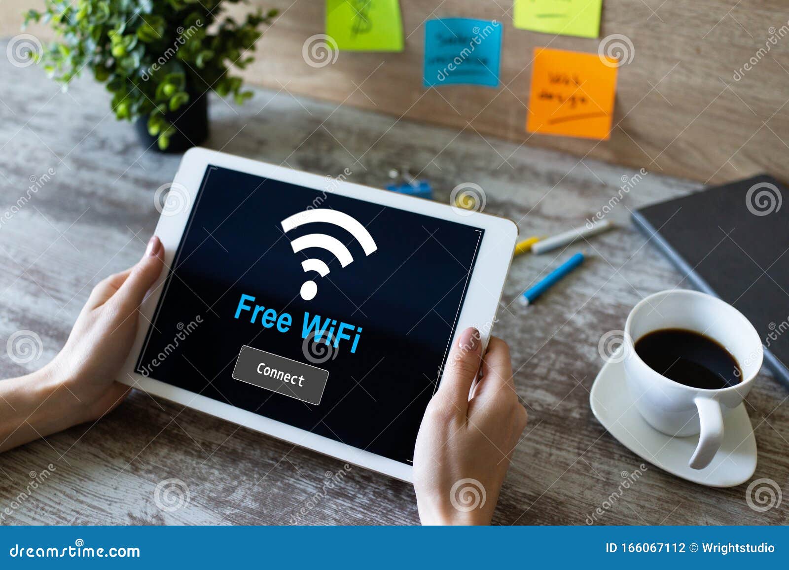 Free Wifi Connection on Device Screen. Internet and Wireless Technology ...