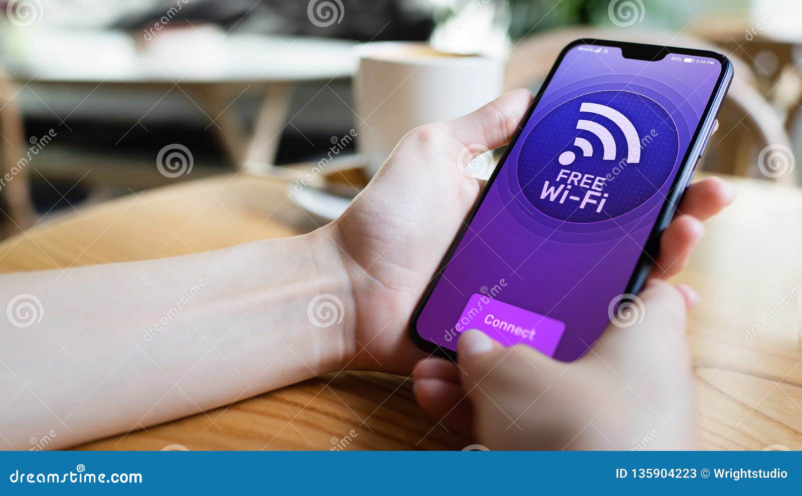 Free Wifi Connection on Mobile Phone Screen. Internet and ...