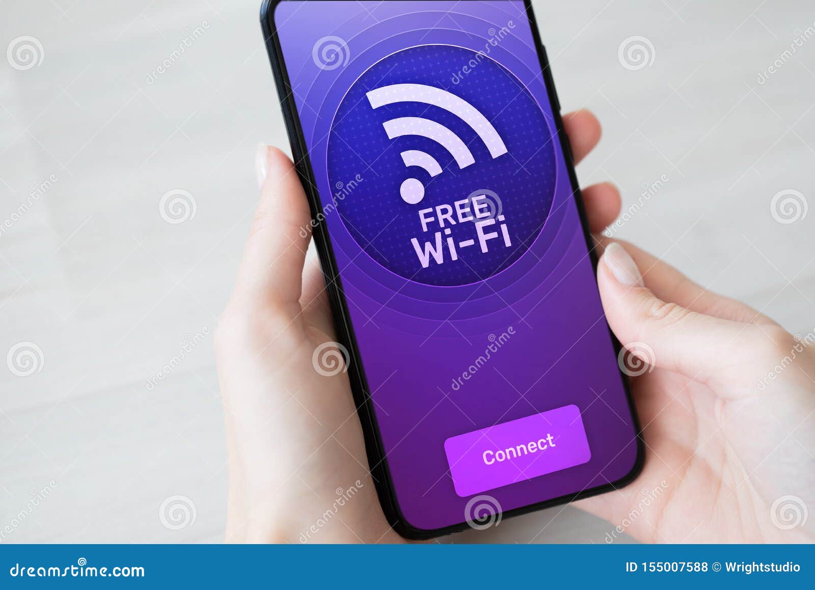 Free Wifi Connection on Mobile Phone Screen. Internet and ...