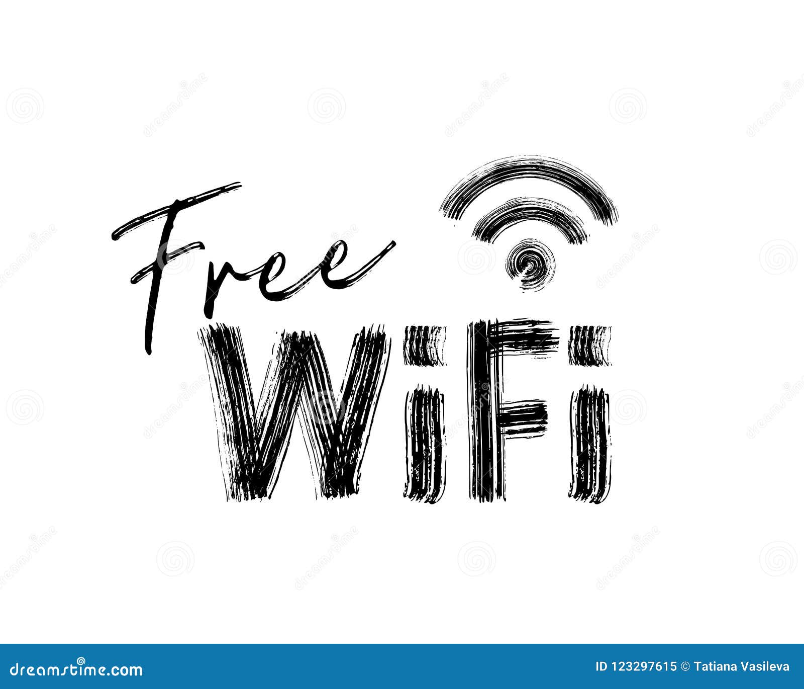 Free Wifi Icon. Black Hand Drawn Text on White Background Stock Vector ...