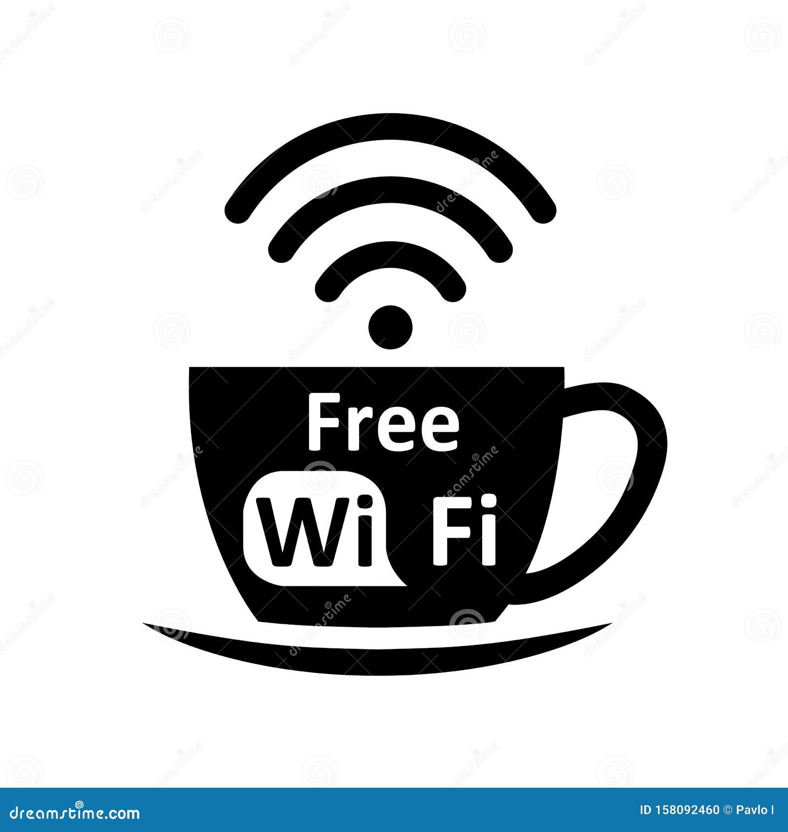 Free Wifi Logo with Cup Icon â€“ Vector Stock Vector - Illustration of ...