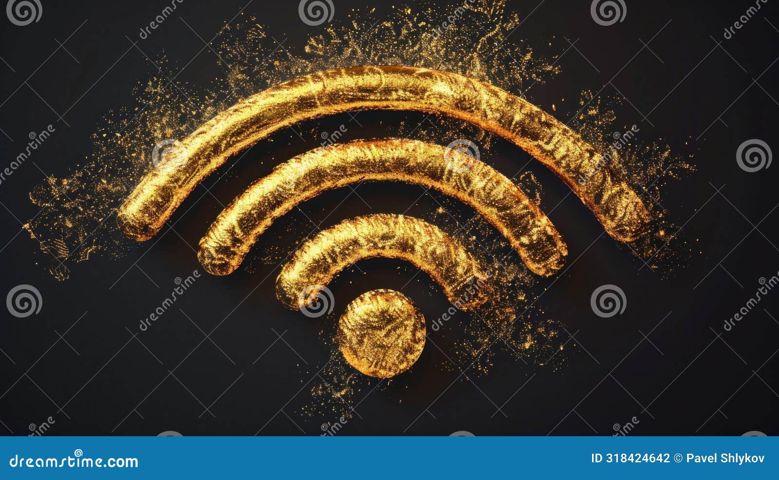 Free WiFi Network Sign Made by Gold Stock Photo - Image of connection ...