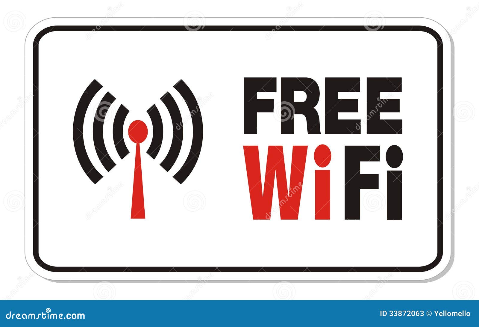 Free wifi rectangle sign stock vector. Illustration of connect - 33872063