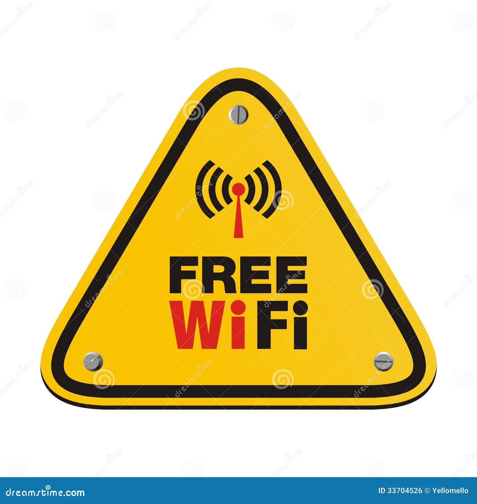 Free wifi triangle sign stock vector. Illustration of hotspot - 33704526