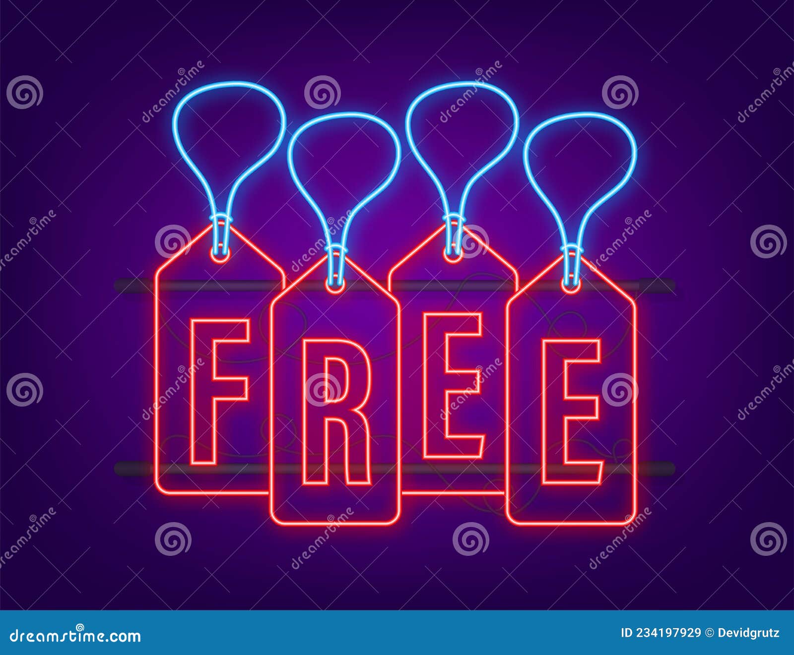 Free Wording Neon Gift Tags. Vector Illustration Stock Vector ...