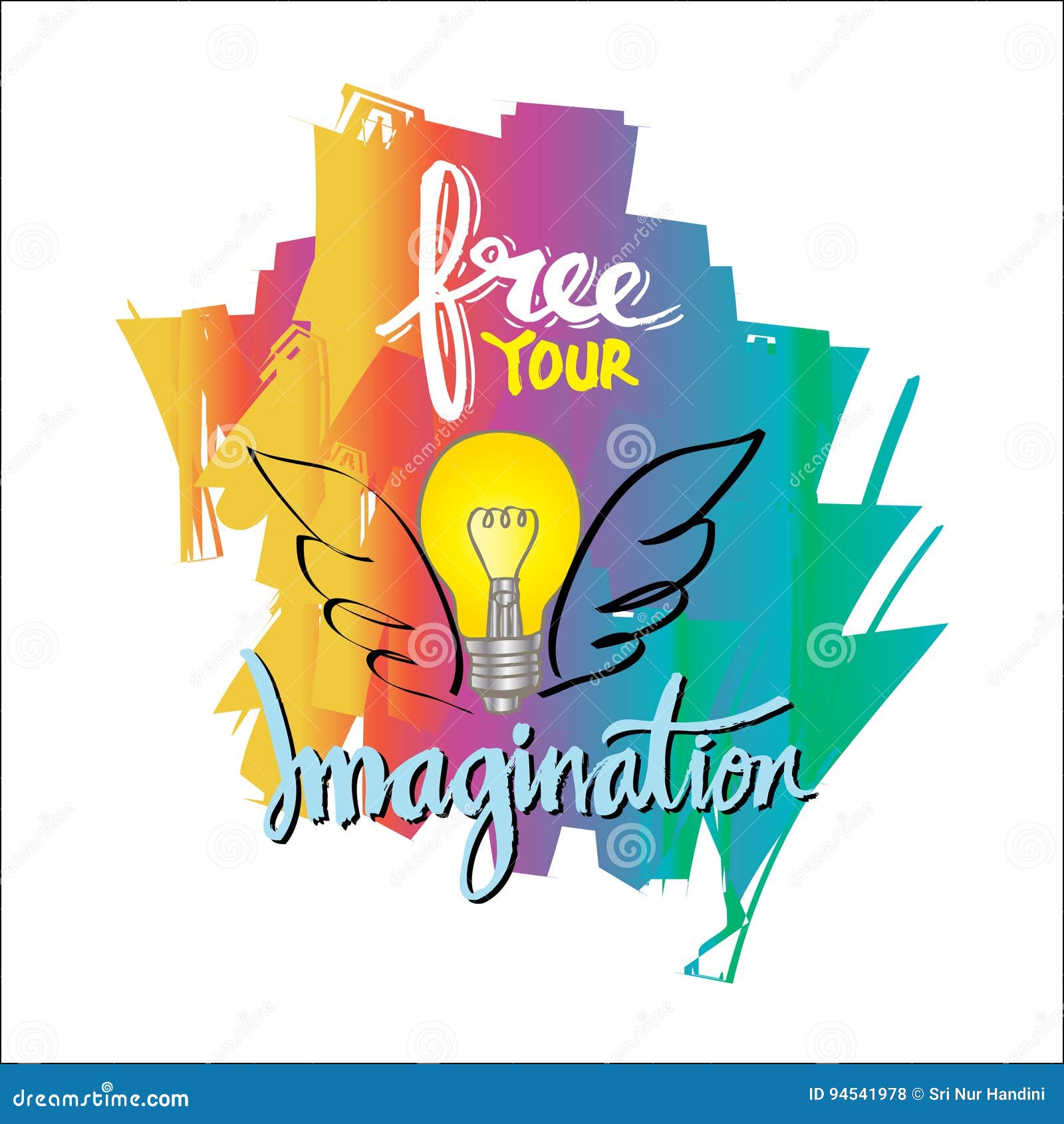 Free your imagination. stock illustration. Illustration of lettering ...