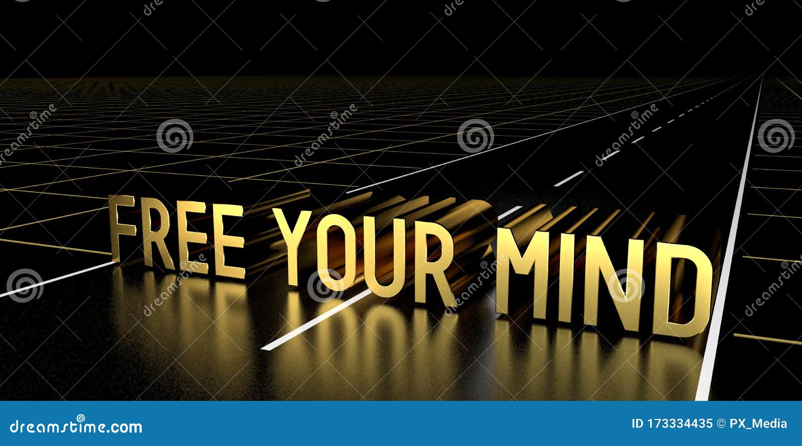 Free Your Mind Concept, Road - 3D Rendering Stock Illustration ...